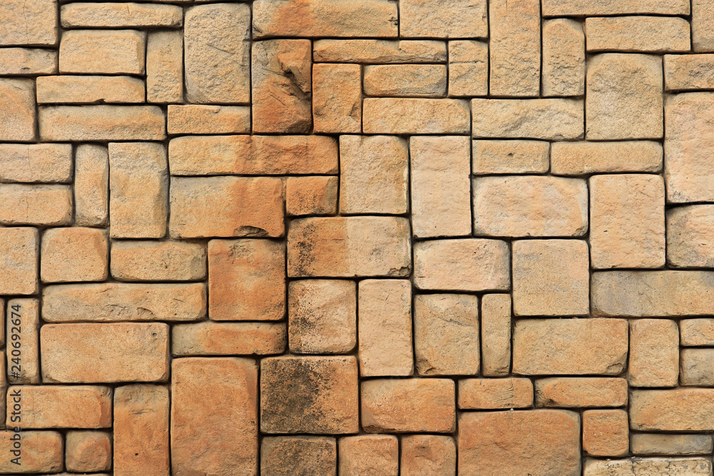 Geometric shapes surface background. Masonry stone cladding wall ...