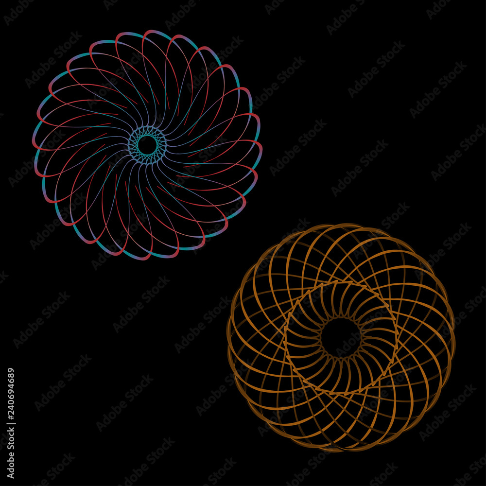 Abstract spirograph art , parabolic curve of line in circle form illustration. Vector image ...