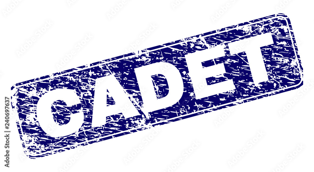 CADET stamp seal print with distress texture. Seal shape is a rounded ...