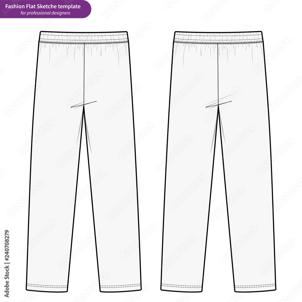 TRACK PANTS Fashion flat technical drawing vector template Stock Vector ...