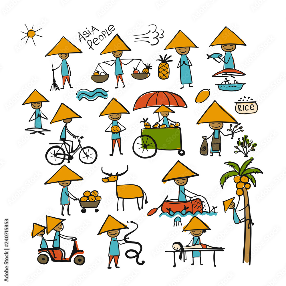 Asian lifestyle, people characters for your design Stock Vector | Adobe ...