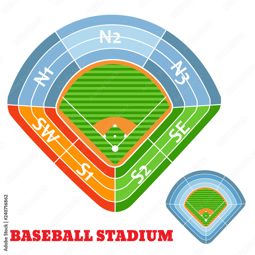 Baseball stadium scheme with zone. Vector illustration. Stock Vector ...
