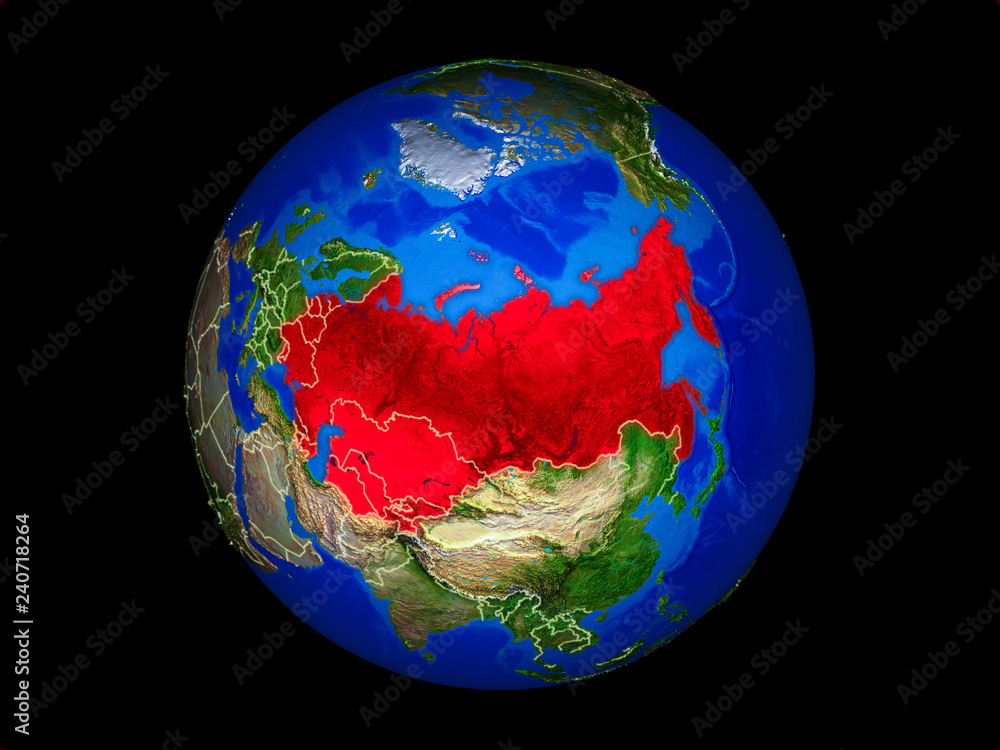 Former Soviet Union on planet planet Earth with country borders ...
