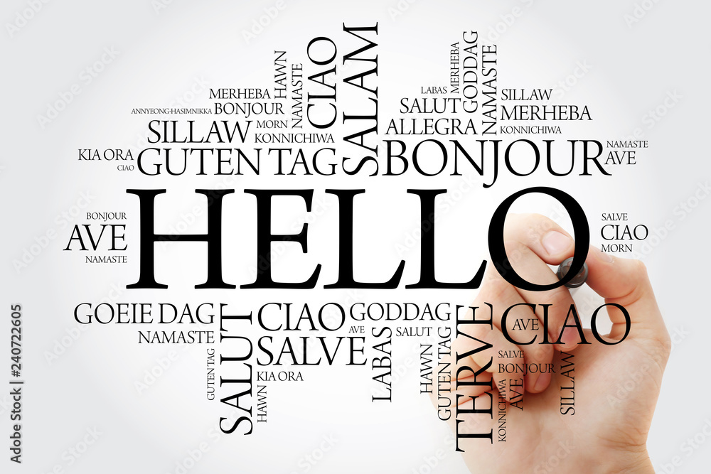 Hello word cloud in different languages of the world with marker ...