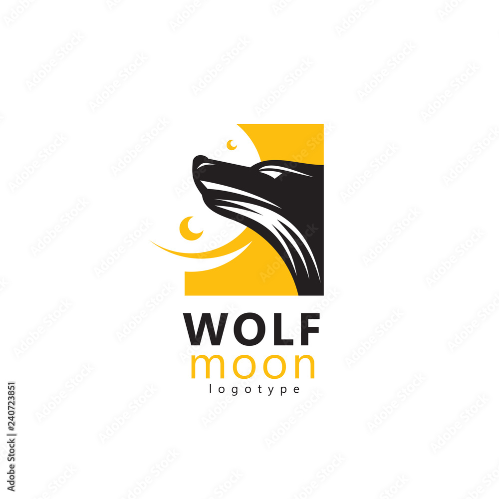 Wolf and moon logo Stock Vector | Adobe Stock