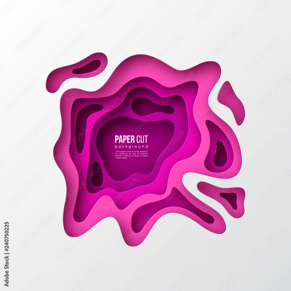 3d paper cut style background. Shapes with shadow in different purple ...