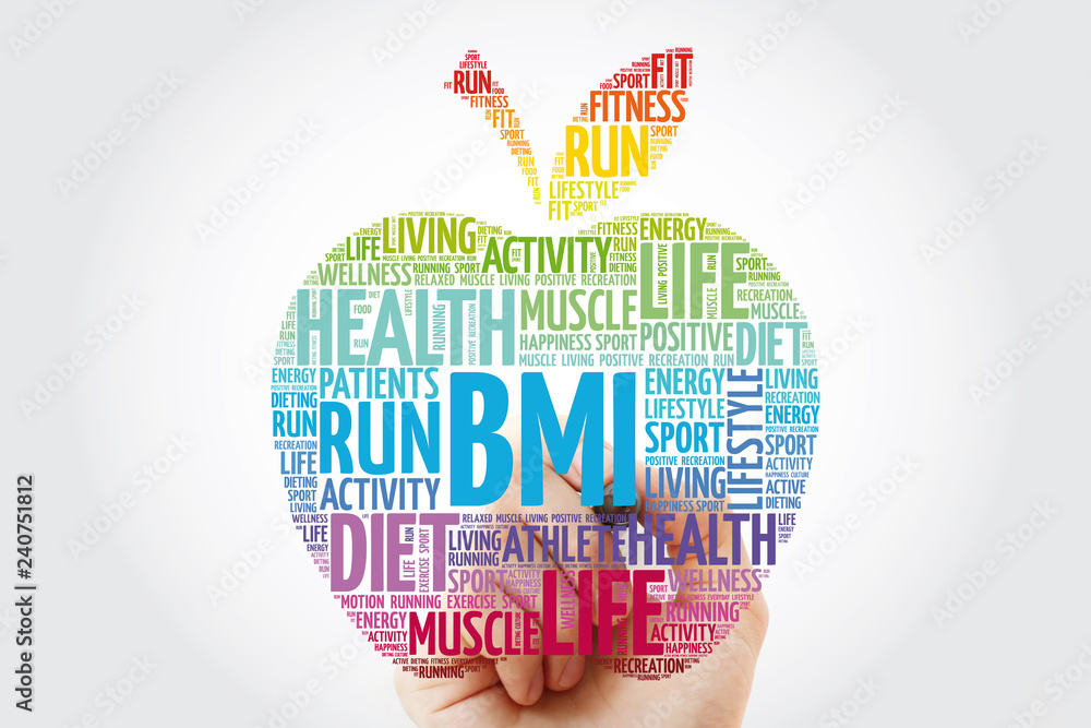 BMI - Body Mass Index, apple word cloud collage, health concept ...