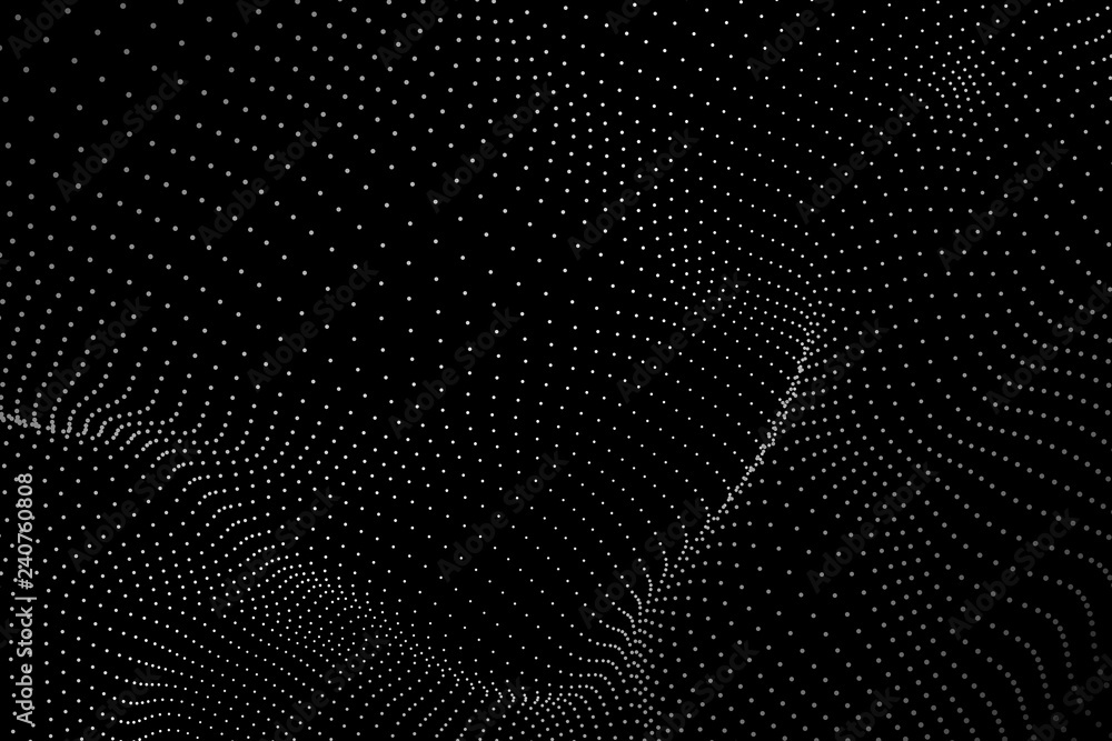 Wave 3d. Wave of particles. Futuristic point wave. Design for poster ...