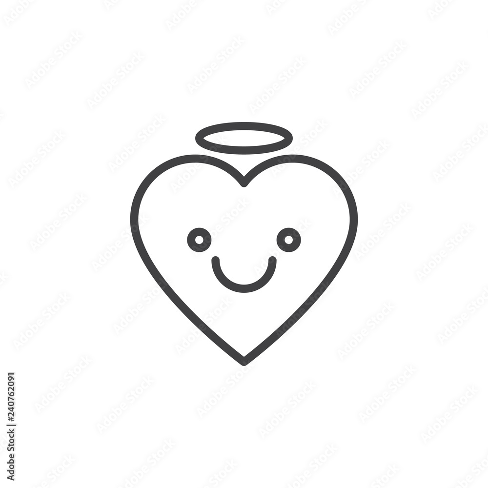 Angel face emoticon outline icon. linear style sign for mobile concept ...