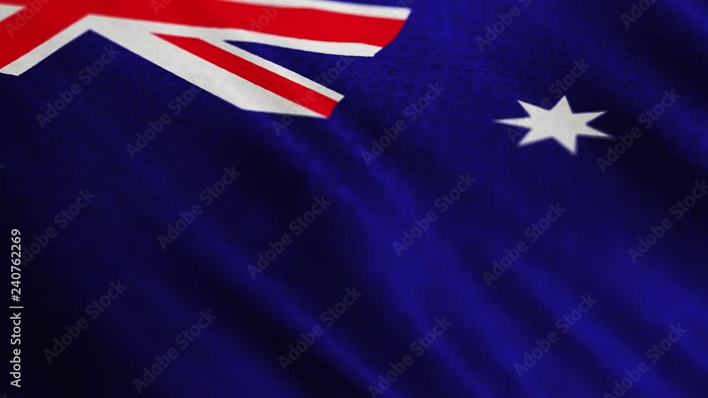 Australia flag is waving 3D animation. Symbol of Australian national on ...