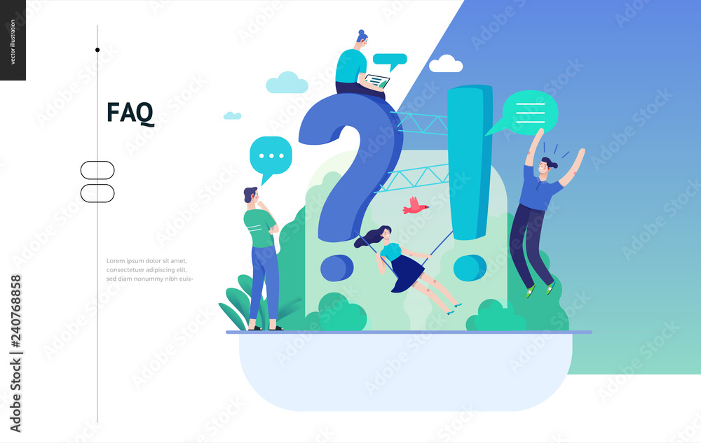 Business, color 3- FAQ -modern flat vector concept illustration of ...