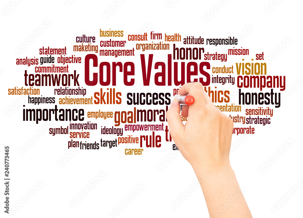 Core values word cloud hand writing concept Stock Illustration | Adobe ...