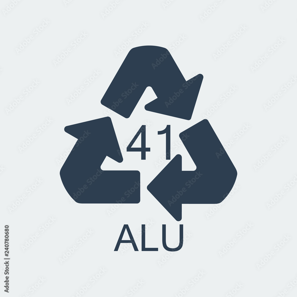 Plastic recycling symbol ALU 41,Wrapping Plastic, Label. Vector ...