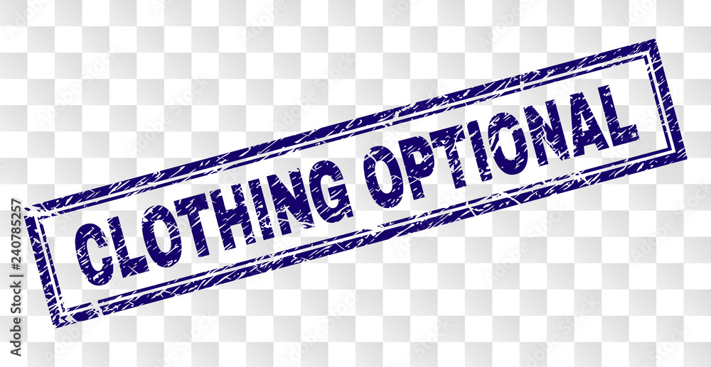 CLOTHING OPTIONAL stamp seal print with grainy style and double framed ...