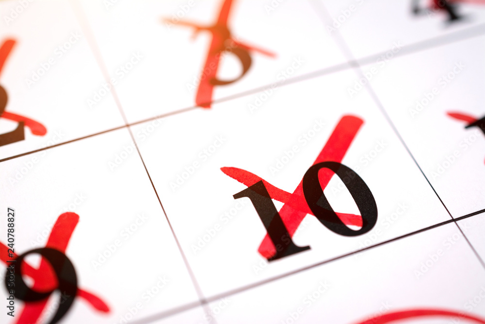 Red circle marked with pen on a calendar sheet, Mark on the calendar at ...