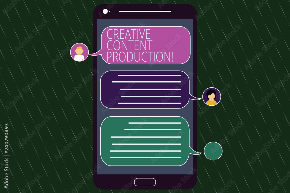 Conceptual hand writing showing Creative Content Production. Business ...