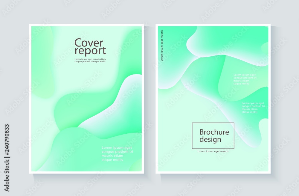 Vector corporate report cover background with expressive green wave ...