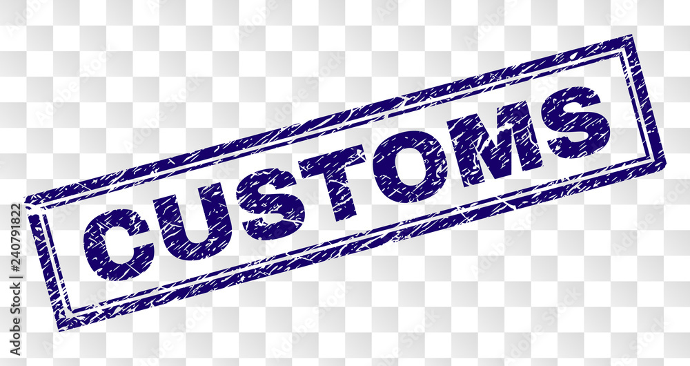 CUSTOMS stamp seal print with rubber print style and double framed ...