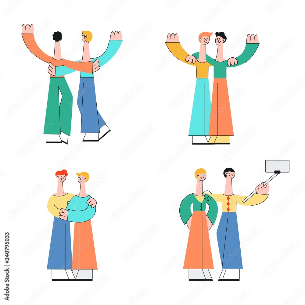 Friends Making Up Clipart