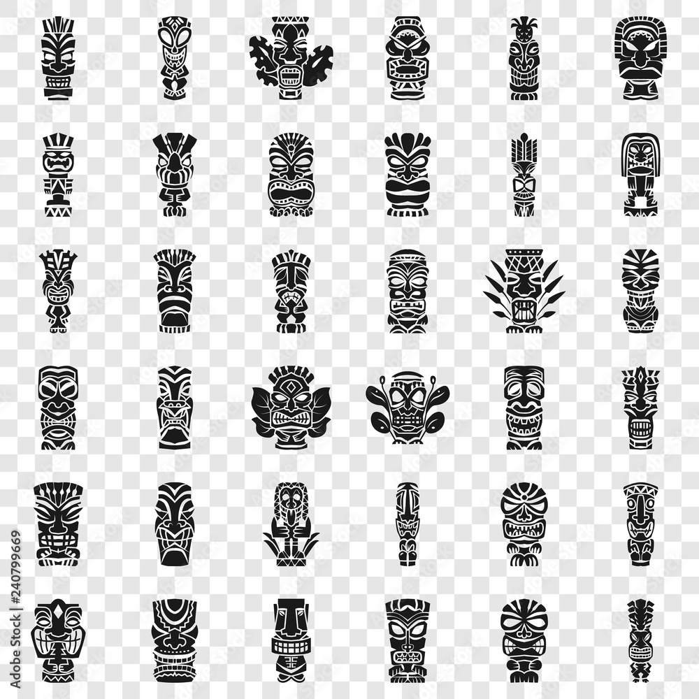 Tiki idols icon set. Simple set of tiki idols vector icons for web ...