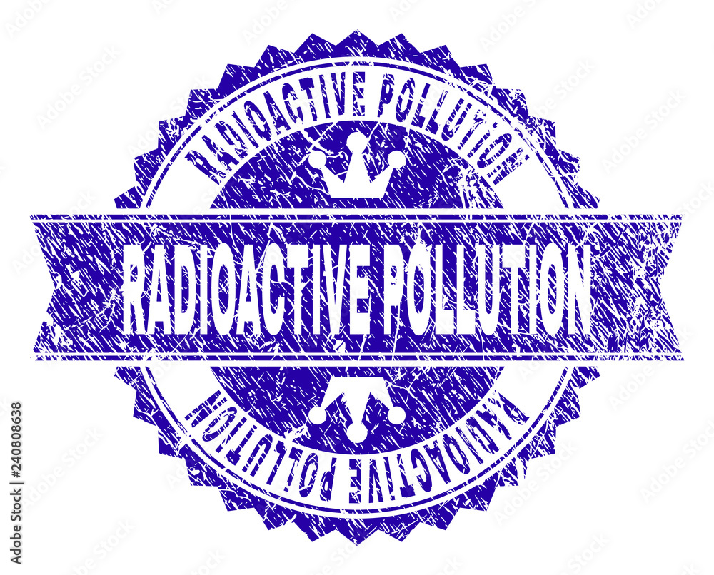 RADIOACTIVE POLLUTION rosette stamp watermark with distress texture ...