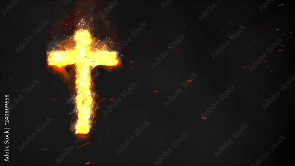 Burning Cross Symbol with Sparks and Smoke features a cross Symbol ...