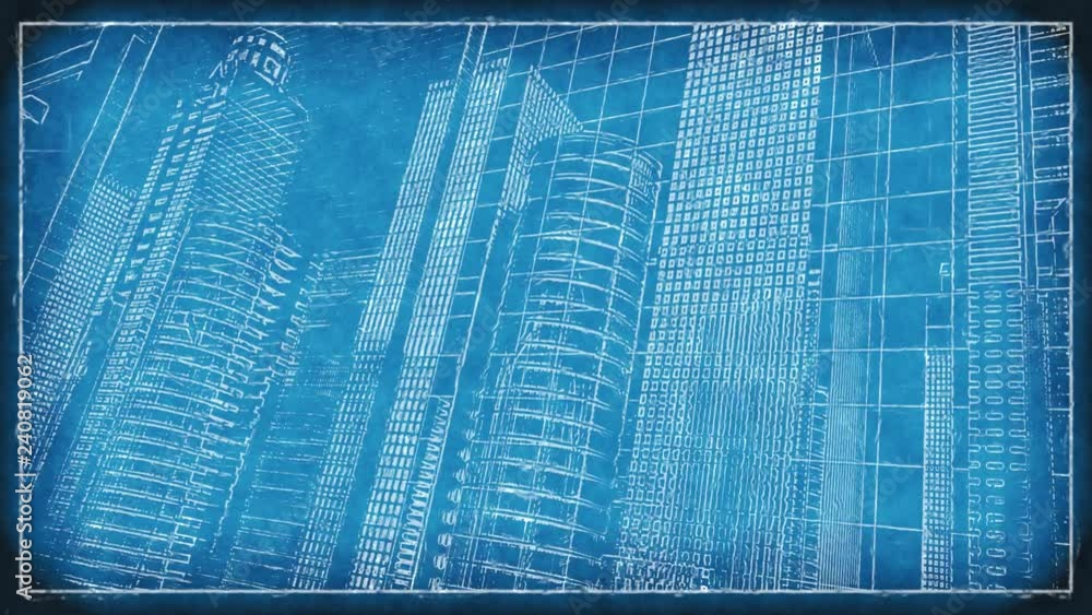 Video „City Buildings Sketch Blueprint 4K Loop features white sketched ...