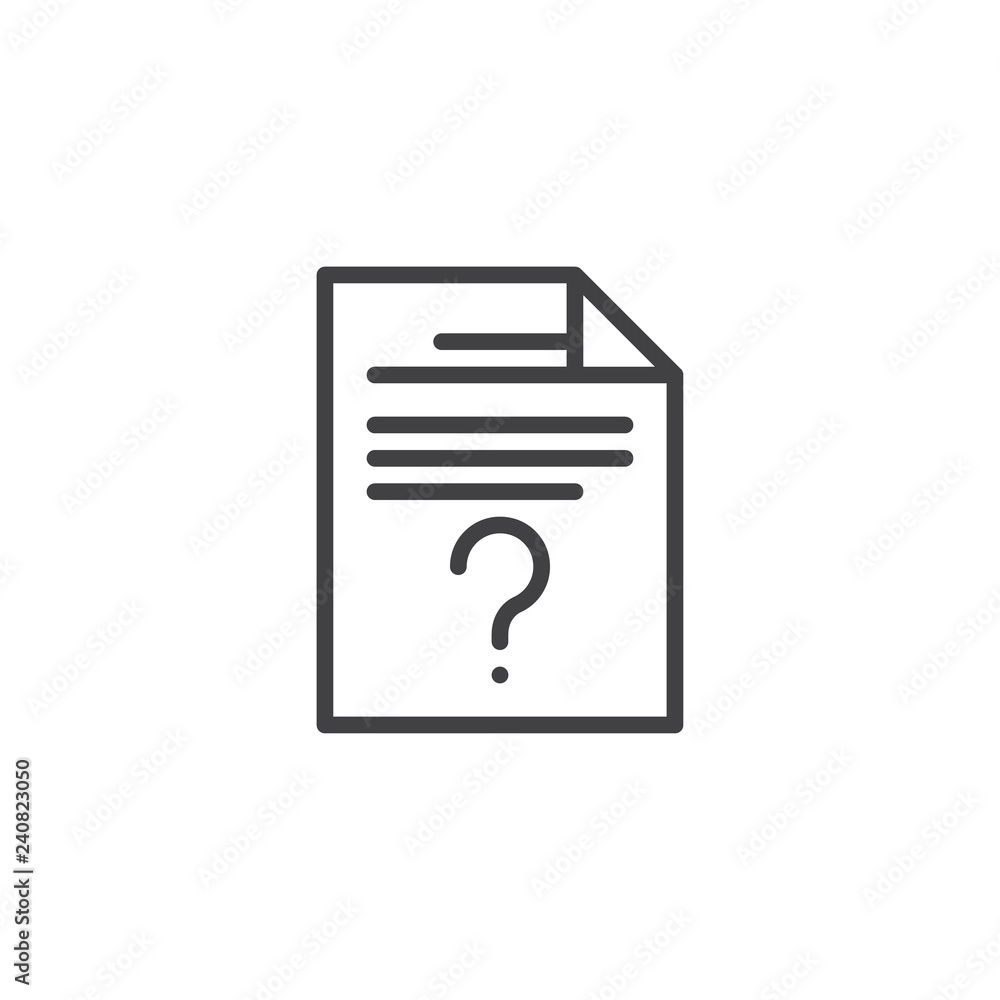 Unknown document file outline icon. linear style sign for mobile ... Unknown document file outline icon. linear style sign for mobile ...
