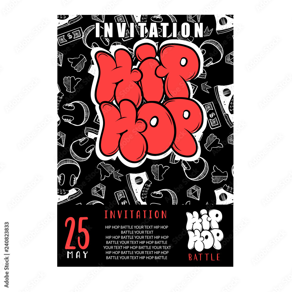 Rap battle, concert hip-hop music. Vector template design, flyer ...