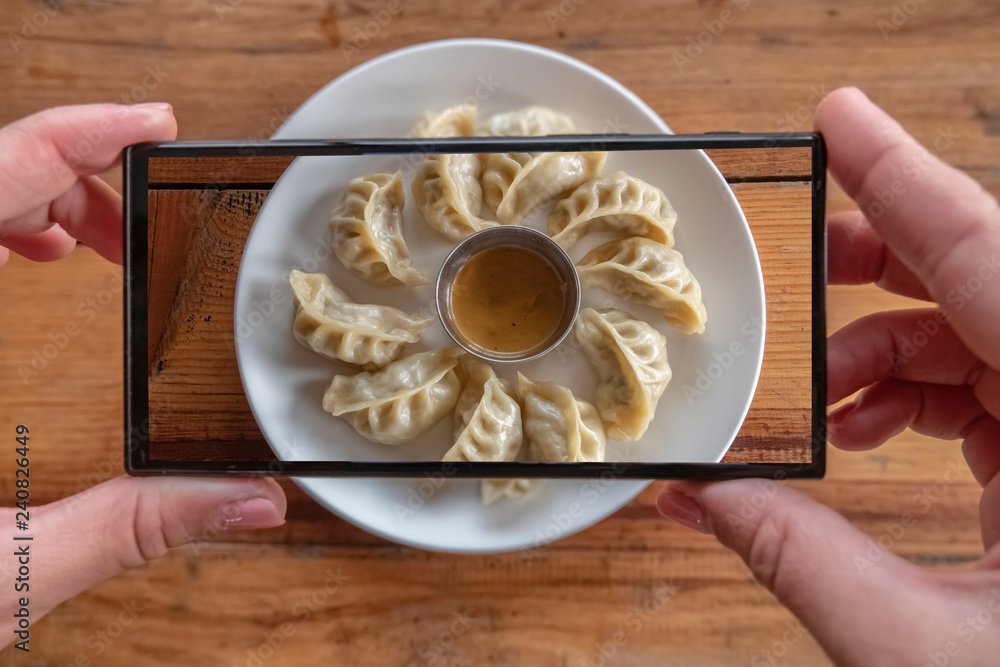 Taking Food Photo of Nepalese Traditional Dish Momo. Authentic Cuisine ...
