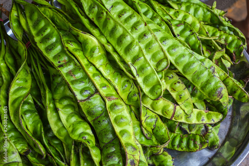 Parkia speciosa - pile of bunch parkia speciosa seeds at market / Other ...