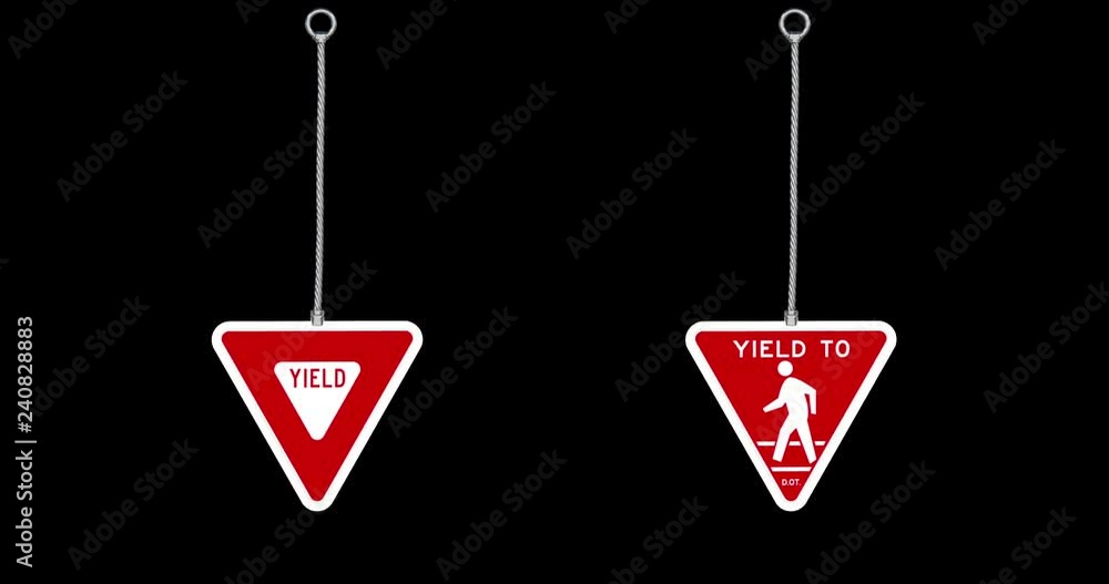 Road signs Yield, Yield to pedestrians US. 3d animation with alpha ...