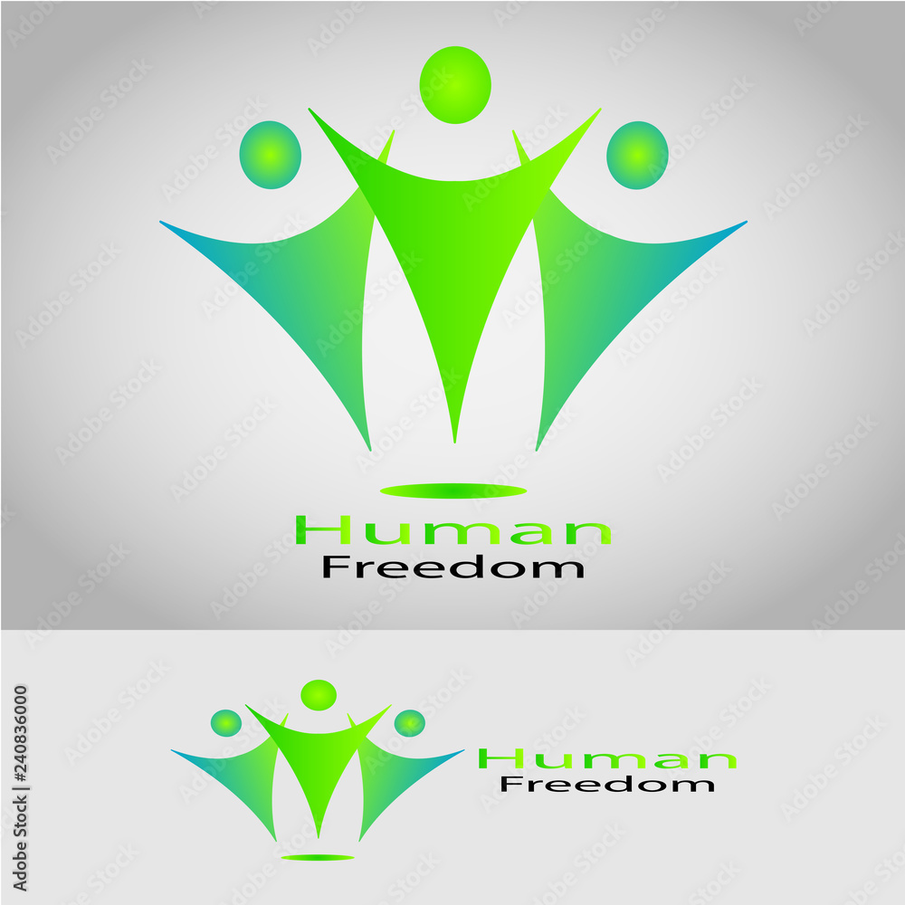 This logo has a picture of some humans who raise their hands. This logo ...