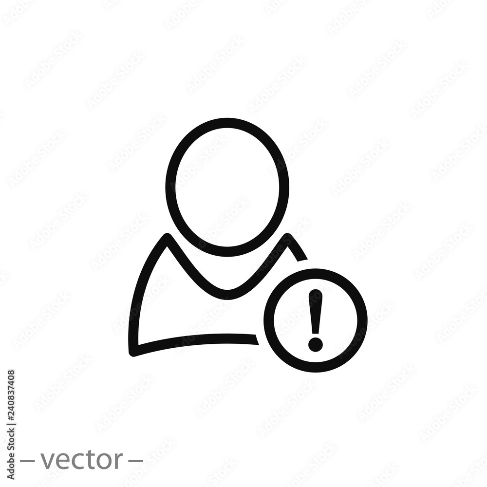 People with an exclamation mark, sign of problem person, vector icon ...