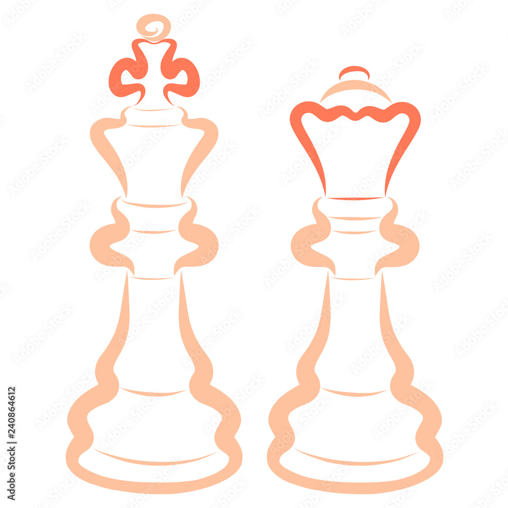 King And Queen Chess Pieces Drawings