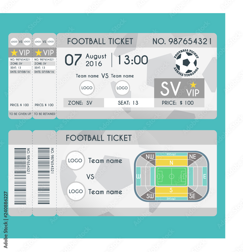 Football Ticket Modern Design Stock Vector | Adobe Stock
