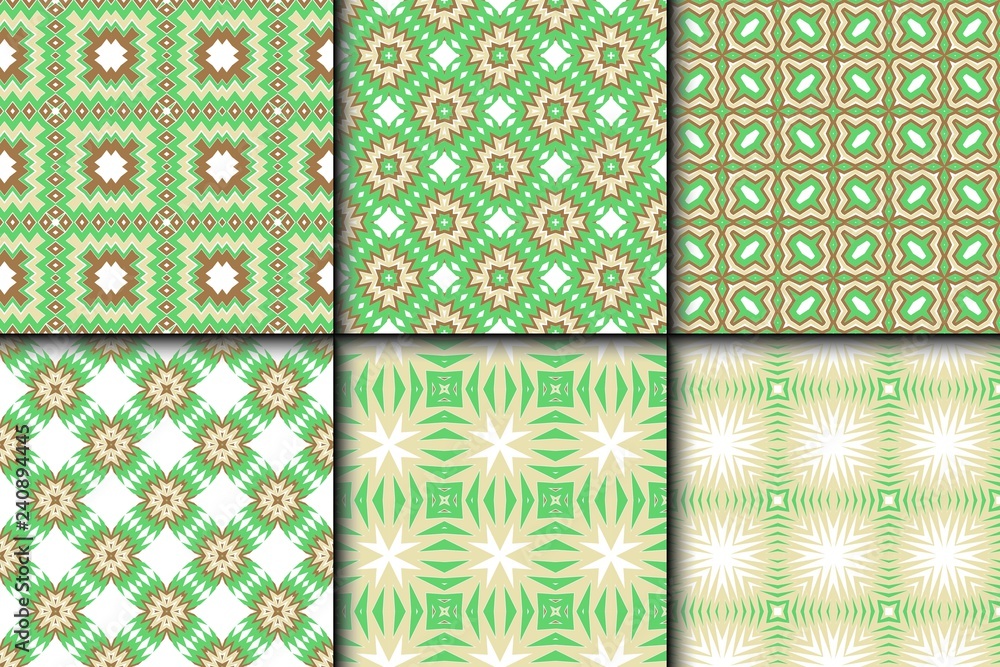 Set of Seamless backgrounds. Vector illustration. Hand drawn wrap ...