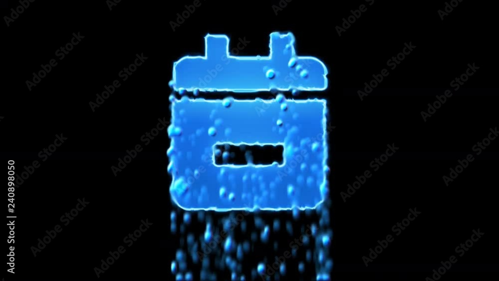 Liquid symbol calendar minus appears with water droplets. Then ...