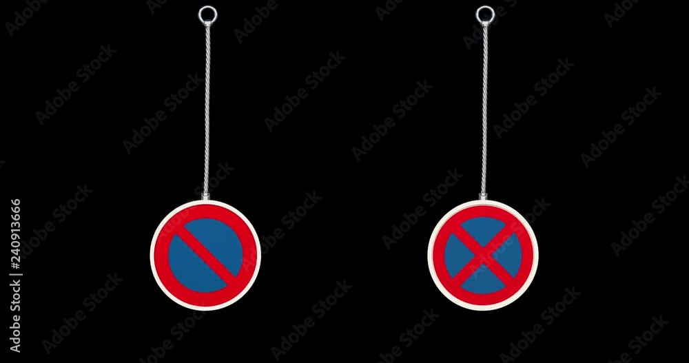 No parking,no stopping road signs. 3d animation with alpha matte ...