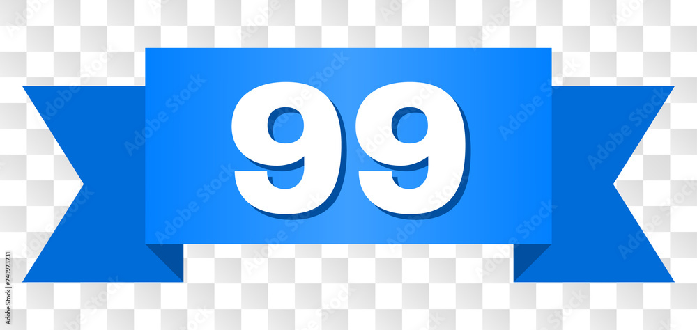 99 text on a ribbon. Designed with white title and blue stripe. Vector ...