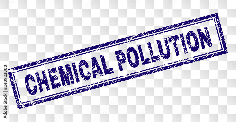 CHEMICAL POLLUTION stamp seal print with rubber print style and double ...
