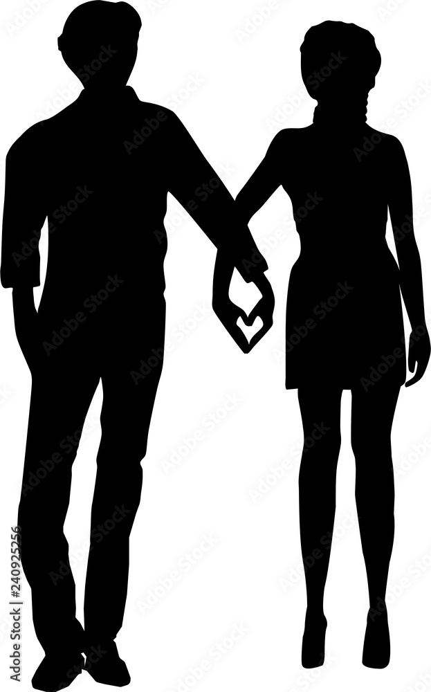 Silhouette Couple Holding Hands