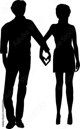 Two People Holding Hands Silhouette