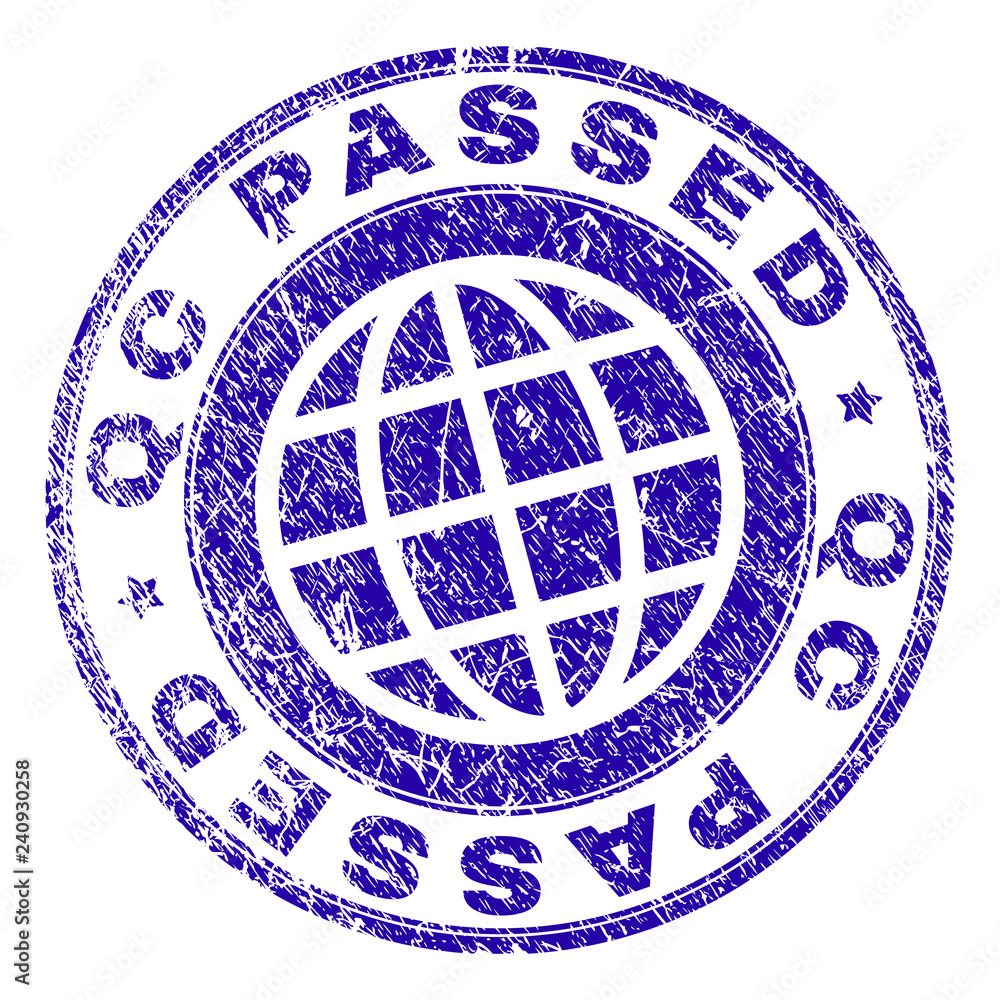 Vecteur Stock QC PASSED stamp watermark with distress texture. Blue ...