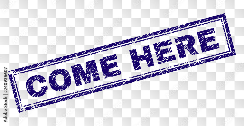 COME HERE stamp seal print with scratched style and double framed ...