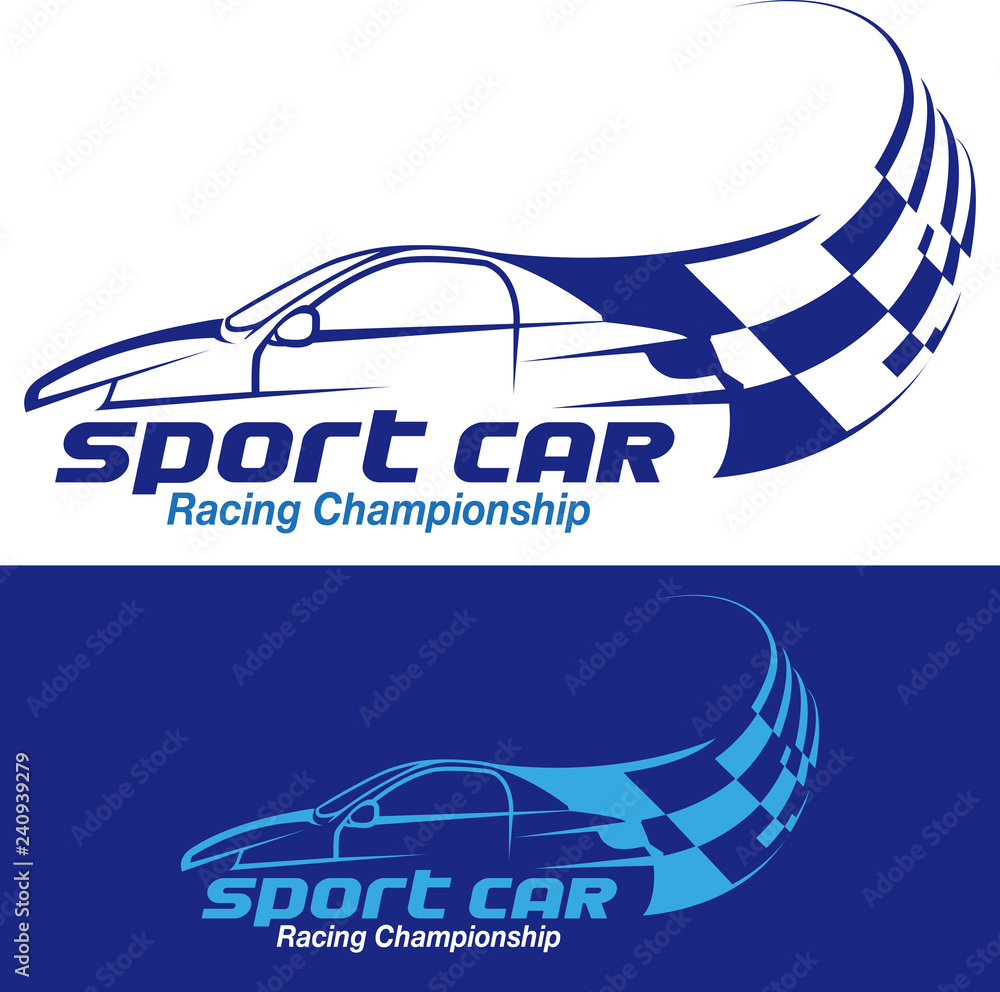 Vector illustration, sport car racing championship logo or symbol Stock ...