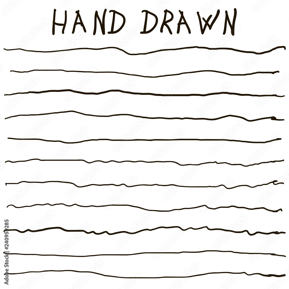 crooked uneven hand drawn lines vector horizontal curves lines strip ...