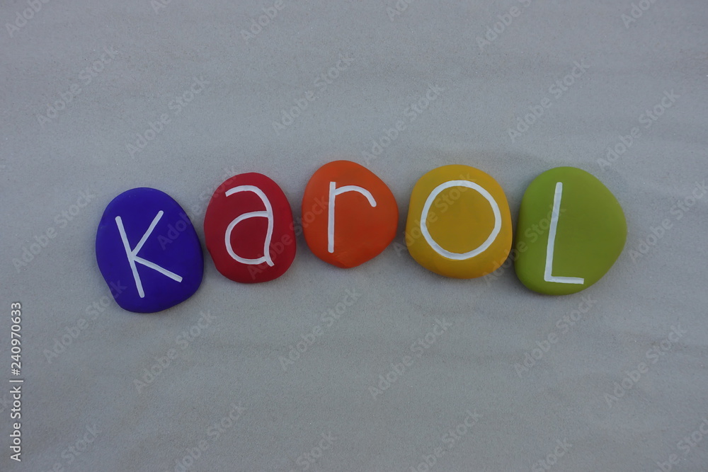 Karol, feminine and masculine given name with colored stones Stock ...