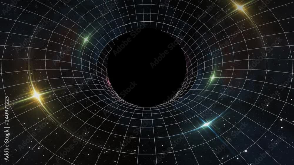 Black hole pulls in star space time funnel pit seamless loop animation ...