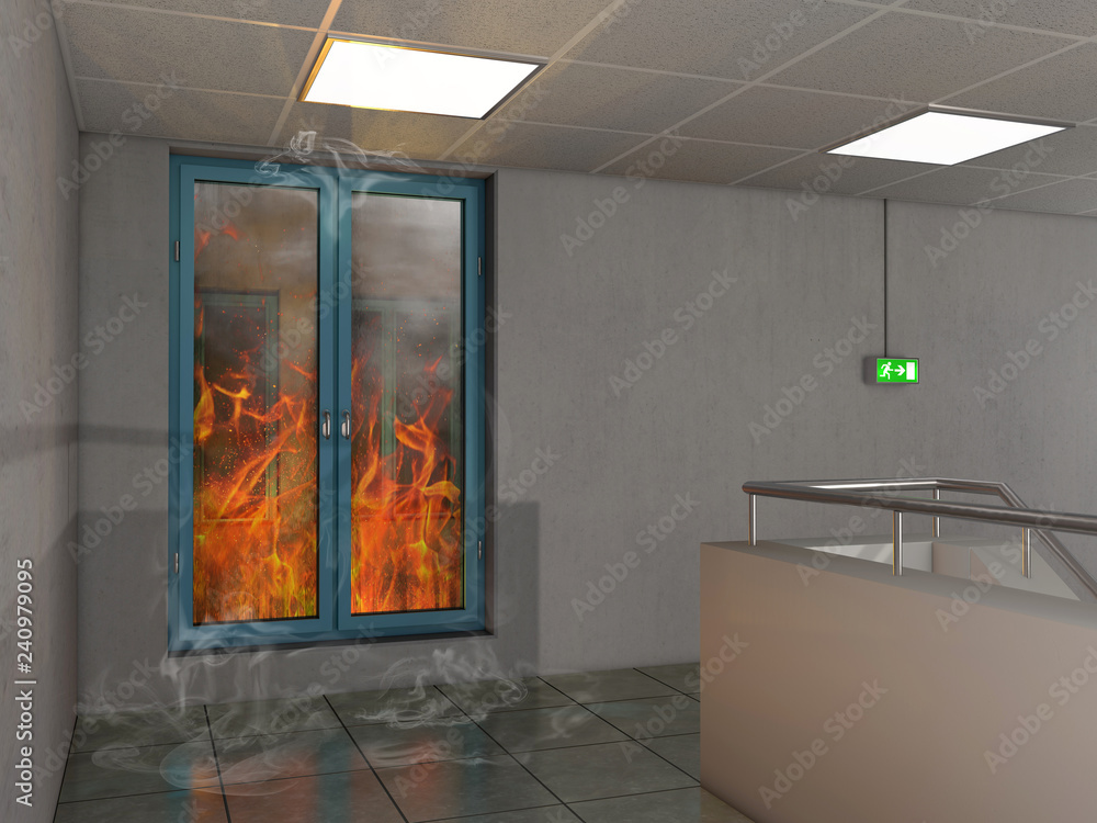 Fire prevention window, 3D Illustration Stock Illustration | Adobe Stock